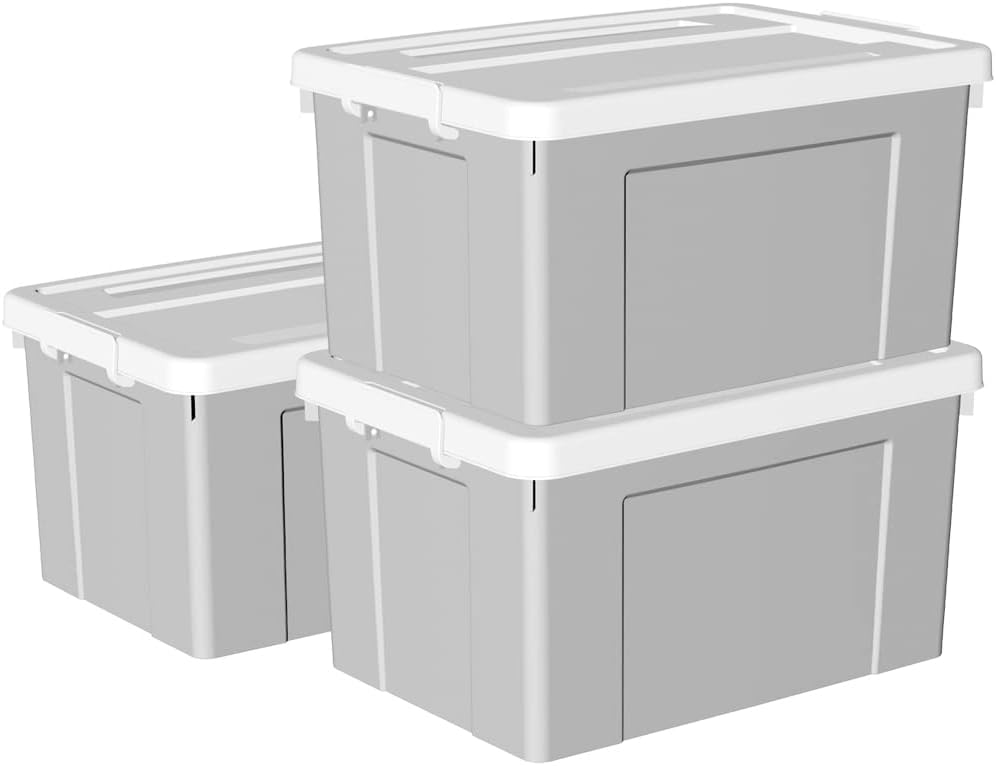 Cetomo 90L*3 Storage Boxes, Plastic Storage Box with Lids, Organizing ...