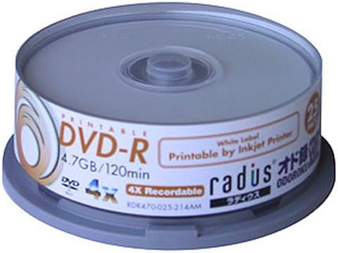 Amazon.com: Radius Technology DVD-R Printable 4.7 GB / 120 Min 4X (25 ...