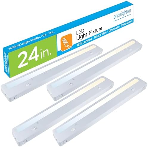 Enbrighten 24 Inch LED Premium Under Cabinet Light Fixture, Direct Wire ...