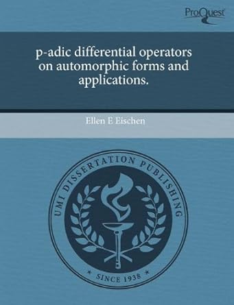 P-Adic Differential Operators on Automorphic Forms and Applications | Amazon.com.br