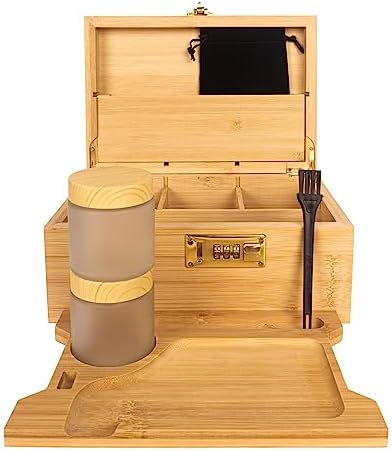 EasyStar Bamboo Large Organiser Box with Combination, Wooden Storage ...