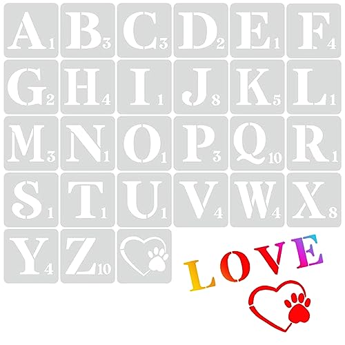 27 Pcs Letter Stencils,4 Inch Reusable Plastic Letter Stencils Alphabet ...