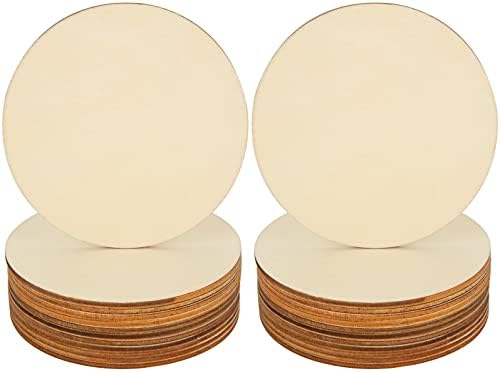 JMIATRY 100 Pcs Unfinished Round Wooden Circles, 10 cm / 4 inch ...
