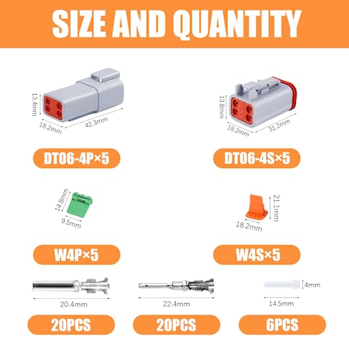 Snapklik.com : 66 PCS Deutsch DT Grey 4 Pin Connectors 5 Set ...