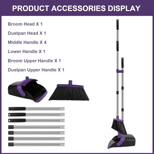 Snapklik.com : Upgrade Large Broom And Dustpan Set, Upright Purple ...