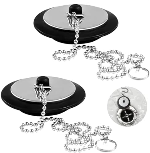 Rizzor 2 Pcs Universal Bath Plug, PVC, Black, 42mm-45mm, Kitchen ...