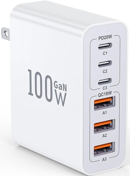 Amazon.com: USB C Charger Block, 100W 6-Port Fast Charger Multiport Type C Charging Block, USB ...