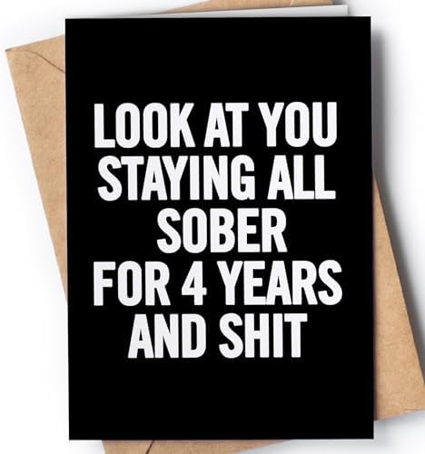 Amazon.com : 4 Year Sober Card - Four Year Sobriety - Funny Sober Anniversary - 4 Soberversary ...