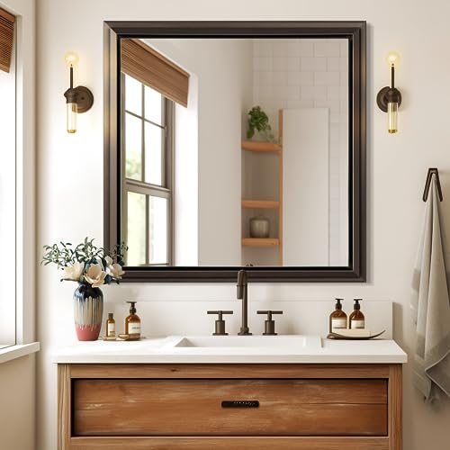Snapklik.com : 36x36 Inch Bathroom Vanity Mirror, Aluminum Alloy Frame ...