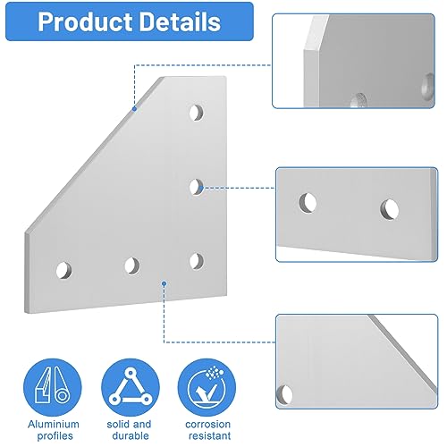 EXLECO 6 Corner Bracket Connection Plate Aluminium Profile 20 x 20 ...
