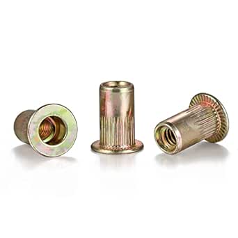 INIRET 200Pcs 5/32"-32UNC Rivet Nuts,Zinc Plated Carbon Steel Flat Head ...