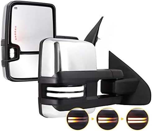 Amazon.com: Sanooer Power Folding Chrome Towing Mirrors Compatible with ...