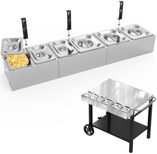 BBQMall Pizza Topping Station, Toppings Containers with Lids, Universal ...