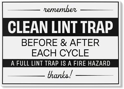 Amazon.com : Clean Lint Trap Sign 5" x 7" | Durable Plastic Clean ...