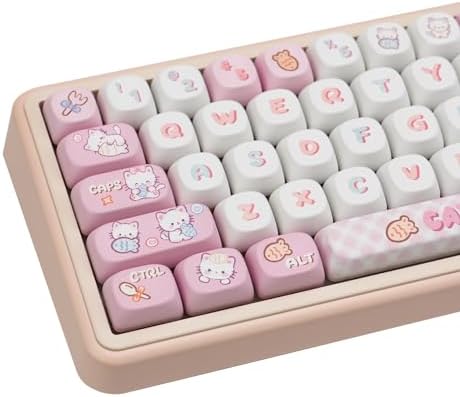 TYRIXKI PBT Cute Kitty-cat Keycaps 140 Keys Dye-Sublimation MOA Profile ...