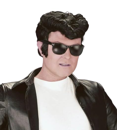 Black 1950s Greaser Wig, Quiff Style, for Men's Fancy Dress : Amazon.co ...