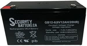 Security Brand Or Similar Replacement for 6V 12Ah, F1 Terminal, AGM ...