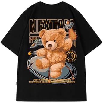 Men Women Teddy Bear Graphic Oversize T-Shirt, Harajuku Cute Y2K Tee Short Sleeve Shirt Preppy ...