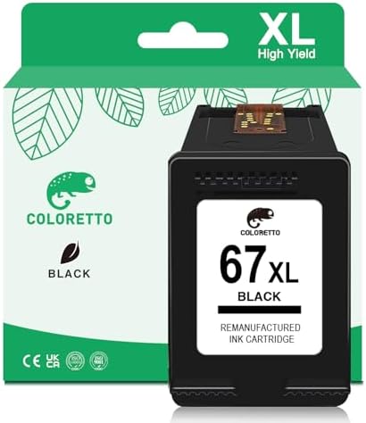 COLORETTO Ink Cartridges 67XL Black for HP Deskjet 2855e 2842e 2800e ...