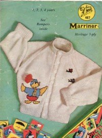 Marriner Knitting Pattern 467, Baby's Raglan Cardigan and Rompers with ...