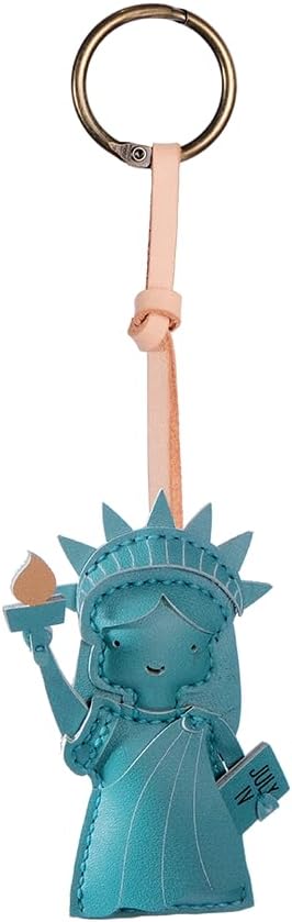 Lady Liberty Leather Bag Charm, Unique Key Chain, Handmade Keychain ...