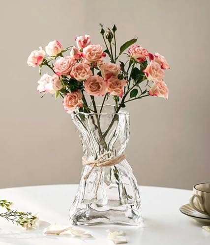 Amazon.com: FOWSEEK 6 Inch Small Glass Flower Vase, Irregular Clear ...