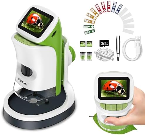 Kids Handheld Mini Microscope with Stand - 2.0" 4K Screen 1000X Digital ...