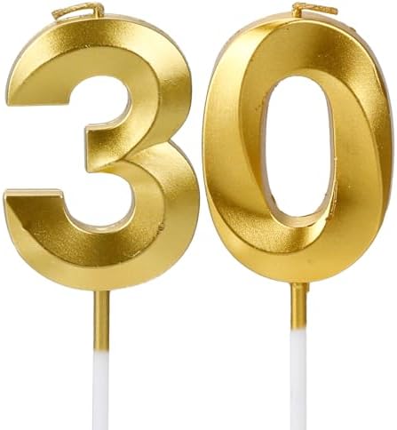 Vanyibro 30th Birthday Candles，Gold Number 30 Candle, Happy Birthday ...