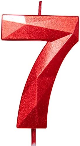 Amazon.com: 2.75in Tall 3D Diamond Shape Bright Red 7 Candles, Red ...