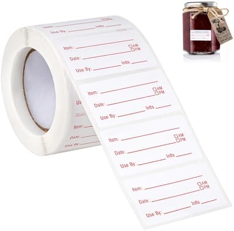 2 Rolls 1000 Pieces Removable Food Stickers, 1 x 2 Inch Food Freezer ...