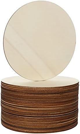 Belle Vous 8 Pack of Unfinished Blank Wood Circles with Paint & Brushes ...