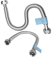 2Pack, 3/4" FIP x 3/4" FIP Flex Water Line Hose, 18" Length Stainless ...