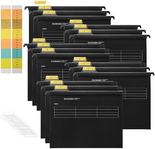Hiziwimi 15Pcs PP Noir Dossiers Suspendus A4 avec Onglets et Insertions ...