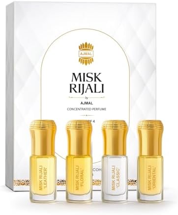 Ajmal Assorted Misk Rijali Non-Alcoholic Luxury Attar Perfumes Gift Set ...