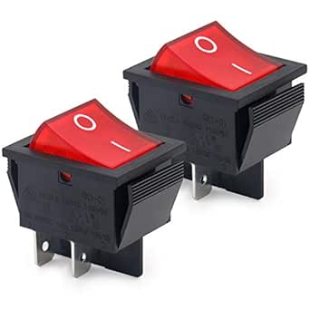 Amazon.co.jp: Heschen Rocker Switch ON-OFF DPST 4 Terminal Red Light ...