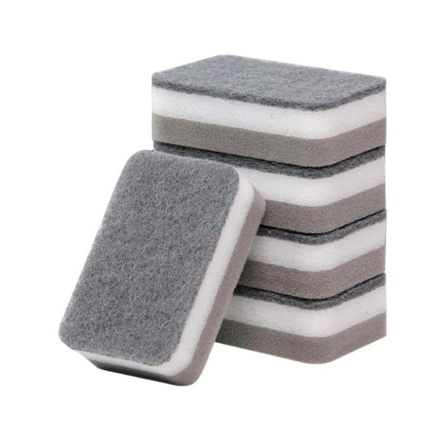5 Pcs Heavy Duty Scrub Sponges,Dual-Sided Dishwashing Sponge for ...