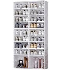 Mayi Box Transparente Schuhboxen, stapelbar, 20 Stück mit magnetischer Tür, für Stöckelschuhe ...