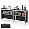 Amazon.com: VINGLI Portable Bar Table, 3-Tier Shelves, Mobile Bar Table ...