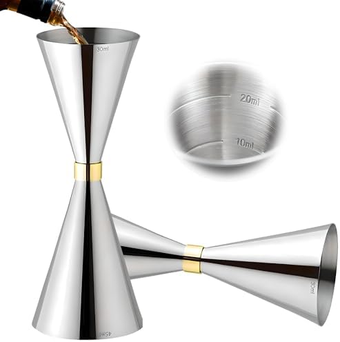 Set of 2 Stainless Steel 25/50 ml & 15/30 ml Cocktail Jigger Spirit ...