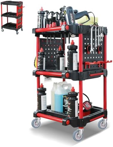 Amazon.com: Ulable Auto Detailing Tool Cart, 3-Tier Utility Rolling ...