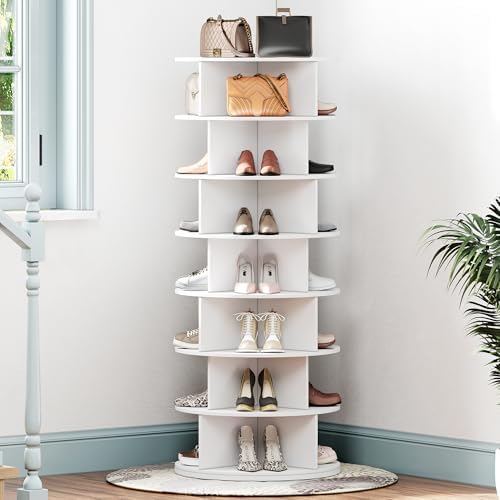 Amazon.com: EOYUTLLY Rotating Shoe Rack Tower, 6 Tier Wooden Shoe ...
