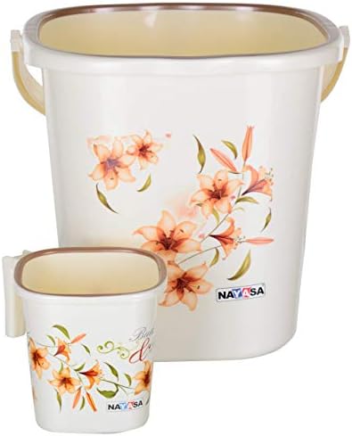 Nayasa 2 Piece Plastic Bathroom Bucket and Mug Set, Brown - by AAROHI13 ...