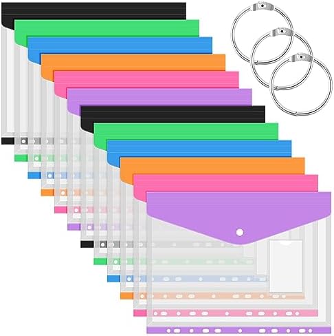 A4 Punched Pockets, 12 Pack Plastic Wallets Folders, 11 Holes ...