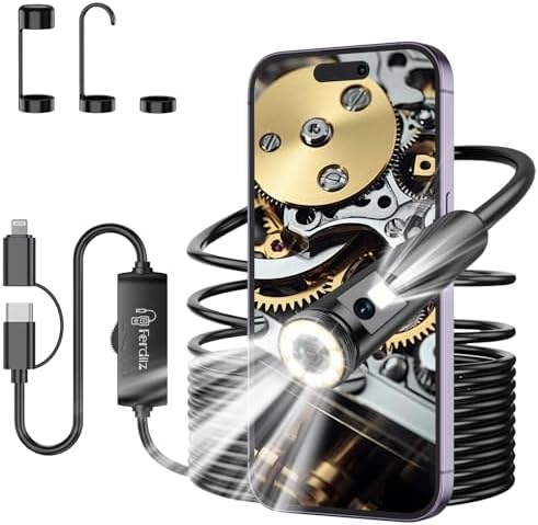 Dual-Lens Endoscope Inspection Camera, 1920P HD Ferdiiz Borescope ...