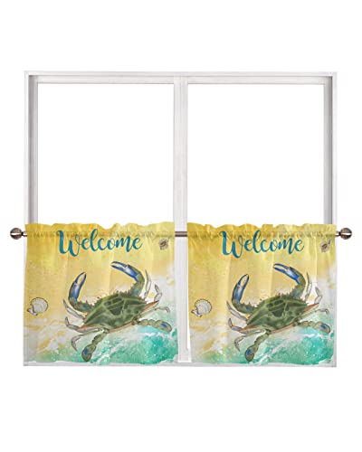 Yomandocix Welcome Summer Beach Sheer Curtains for Bedroom Living Room ...