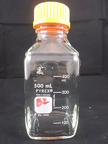 Corning 1396-500 Pyrex Square Media Storage Bottle with GL45 Screw Cap ...