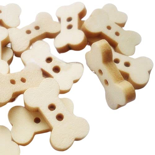 Amazon.com: 100Pcs Dog Bone Shape Wood Buttons 2 Hole Wooden Bone Shape ...