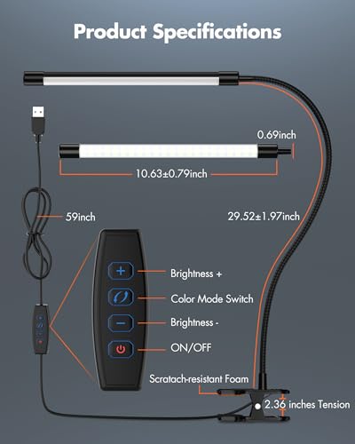 해외직구전문 쇼핑365 JHD Led Desk Lamp with Clamp - 10 Brightness Levels, 12 ...
