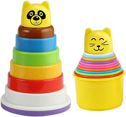 TOY FUN 2 in 1 Stacking Toys for Kids. Stacking Rings and Stacking Cups ...