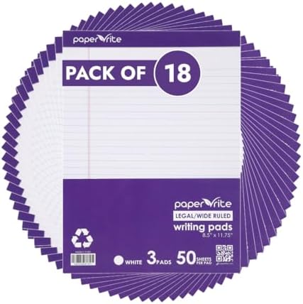 Amazon.com : Paper Rite Letter-Size Writing Pads, White 50-Sheet ...